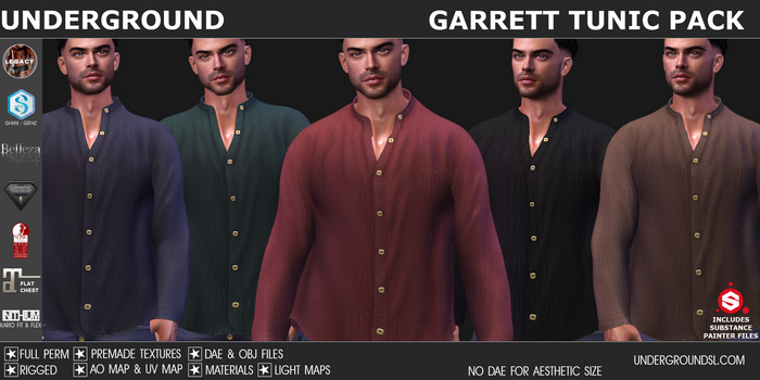 Second Life Marketplace - [UG MESH] GARRETT TUNIC PACK (DAE)